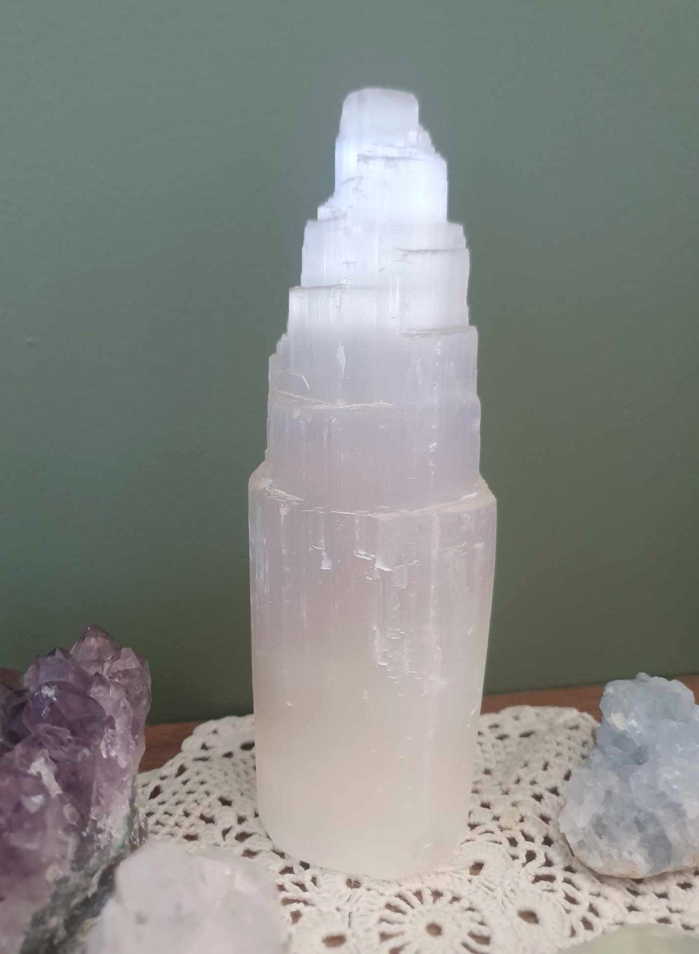 Satin Spar Selenite tower - 15cm | Crystal Kits AU